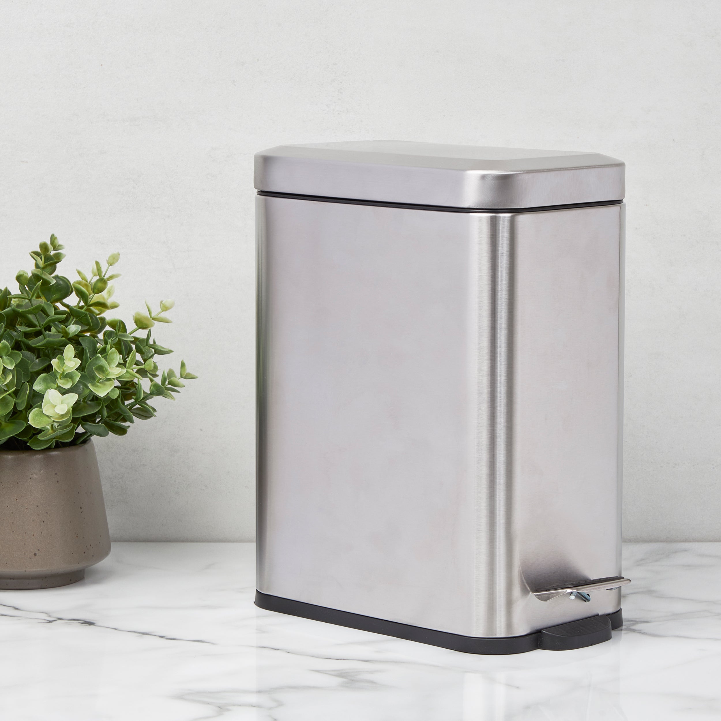 Pifco 5L Slim Line Bin - Brushed Stainless Steel